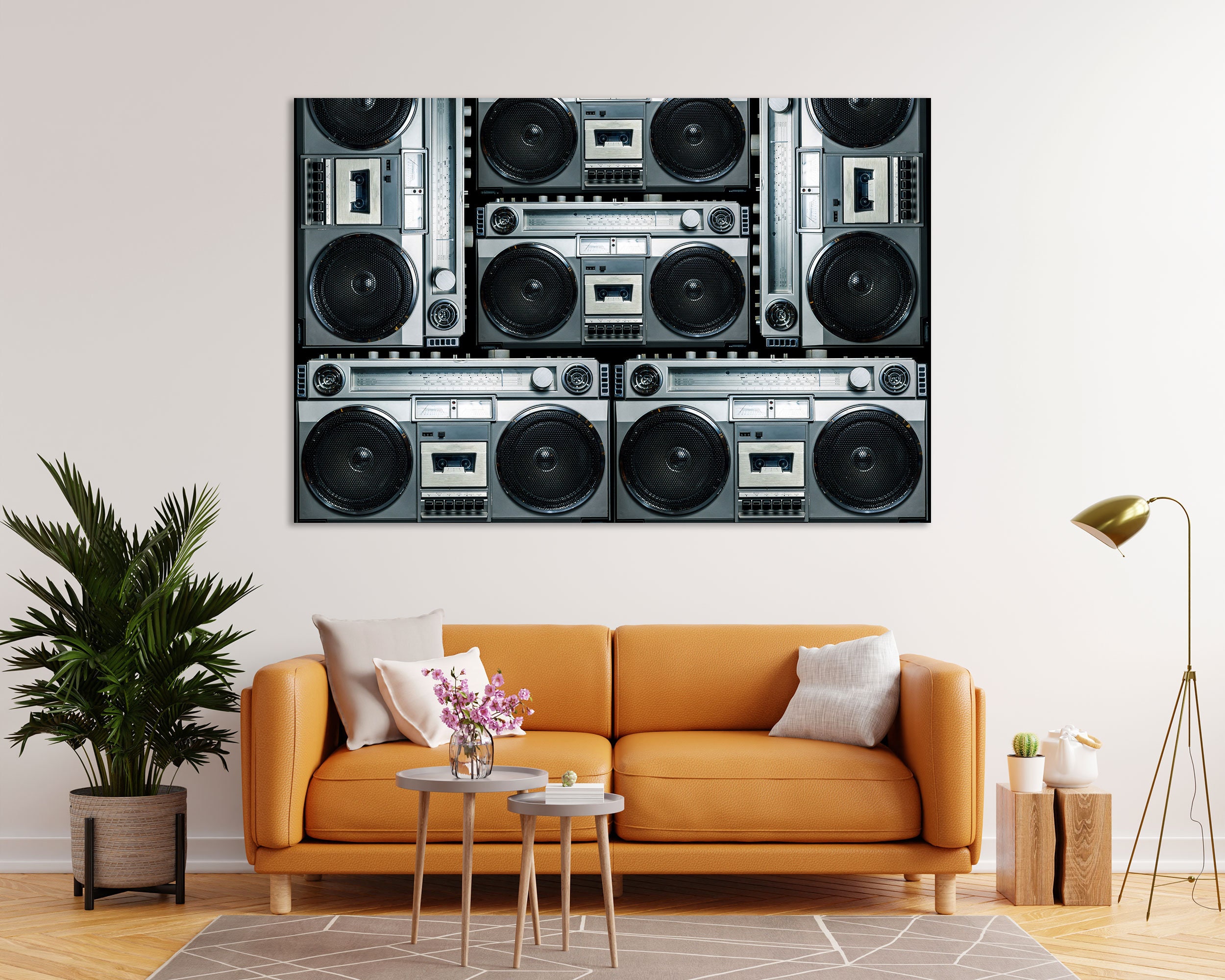 Vintage Radio Boombox Art on Canvas, Music Boombox Stylish Art for Wall ...