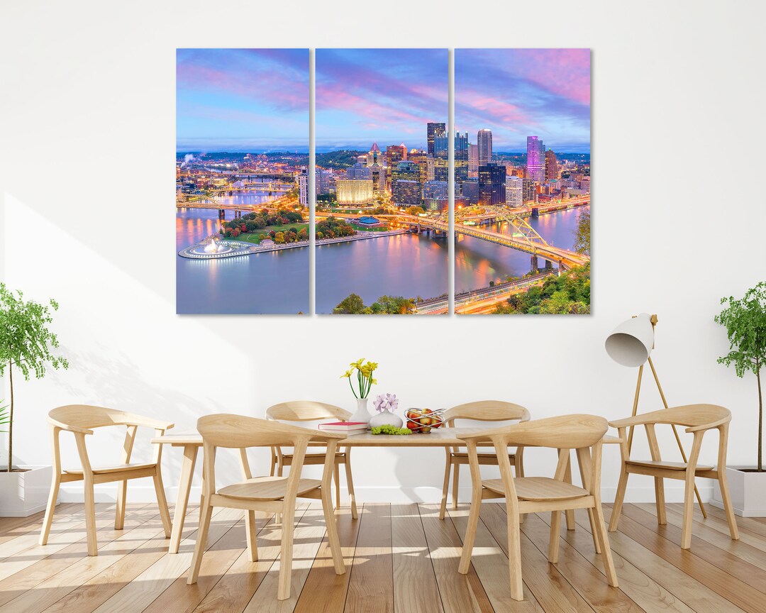 Pittsburgh at Evening Art on Canvas, Pittsburgh Painting Art ...