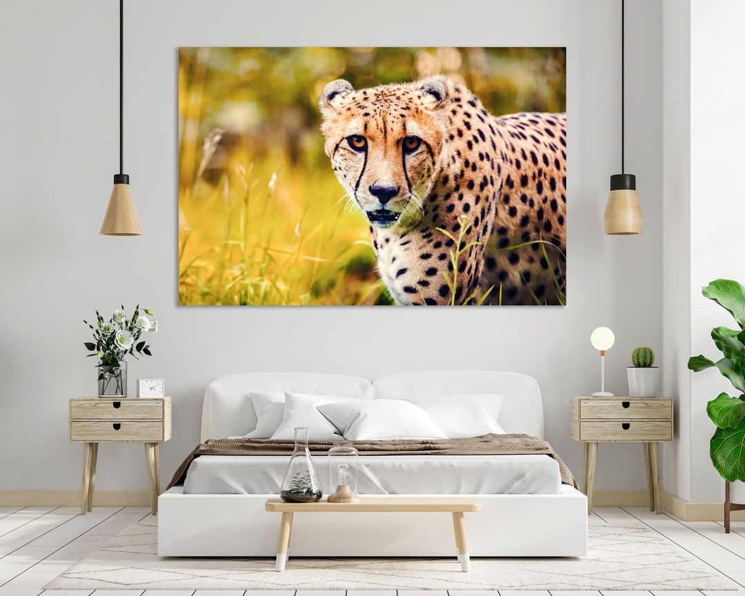 Cheetah Art for Interior Decor, Cheetah Large Wall Art, Cheetah Modern ...