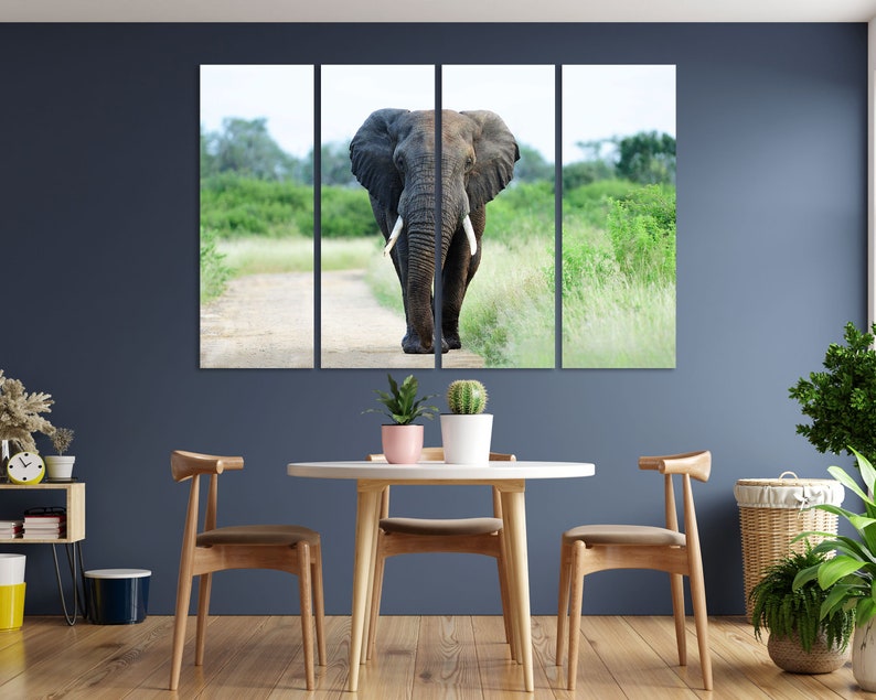 Elephant Original Art for Dining Room, Elephant Wall Decor, Elephant ...