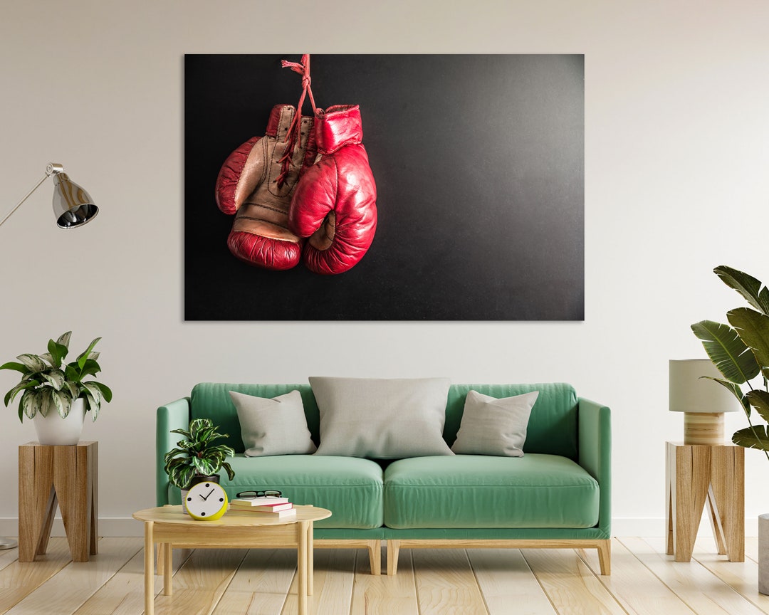 Boxing Gloves on Wall Decor, Boxing Gloves Print on Canvas, Red Boxing ...