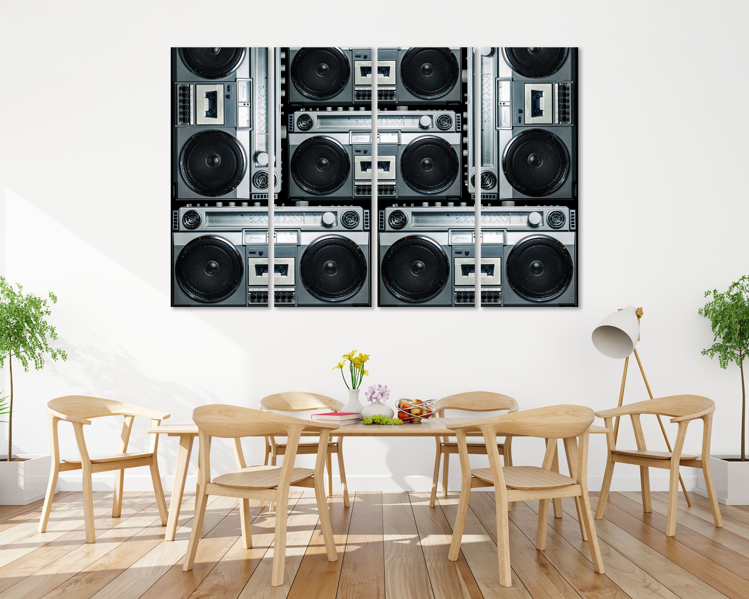Vintage Radio Boombox Art on Canvas, Music Boombox Stylish Art for Wall ...