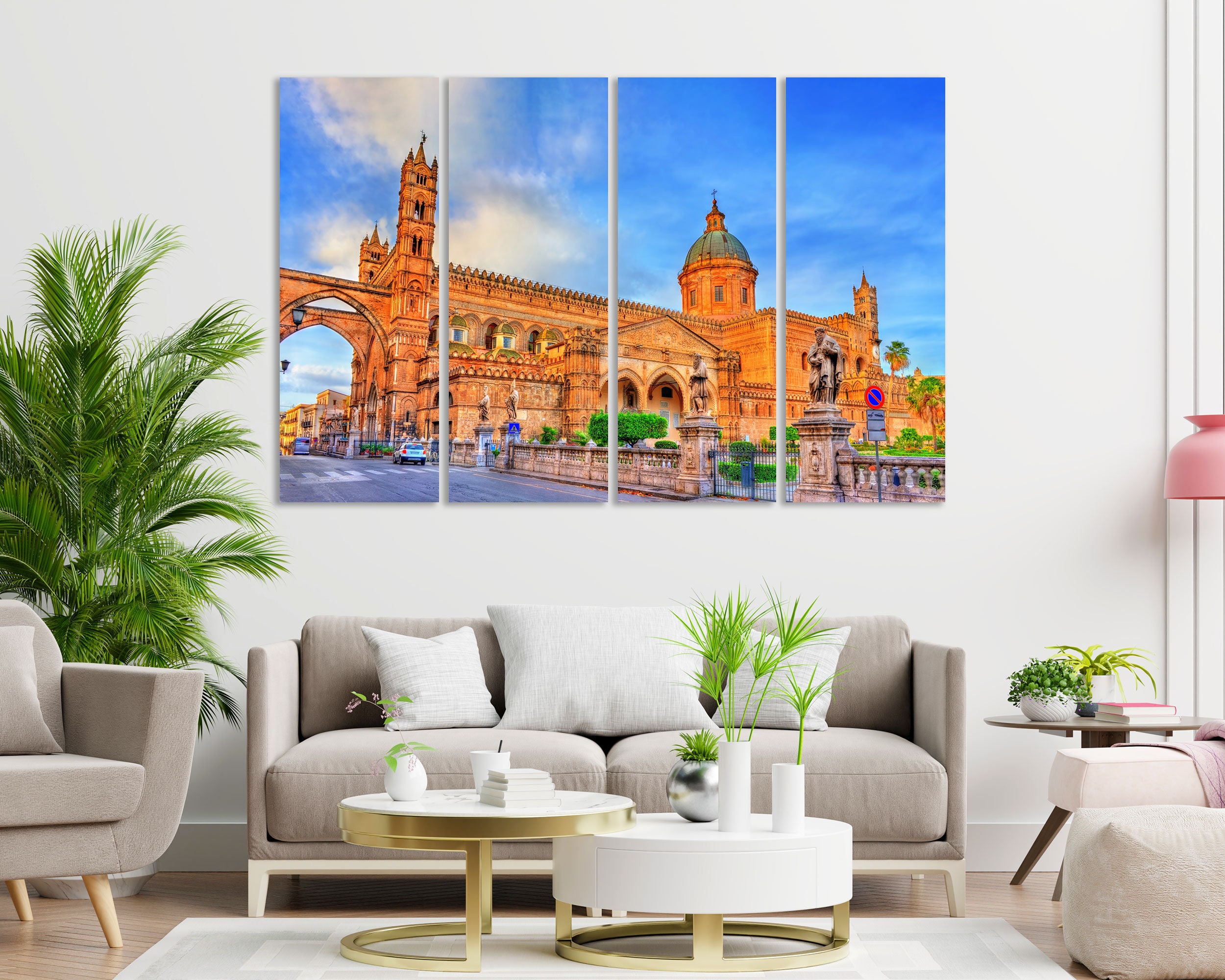 Palermo Cathedral in Sicily Art for Wall, Sicily City Print Canvas ...