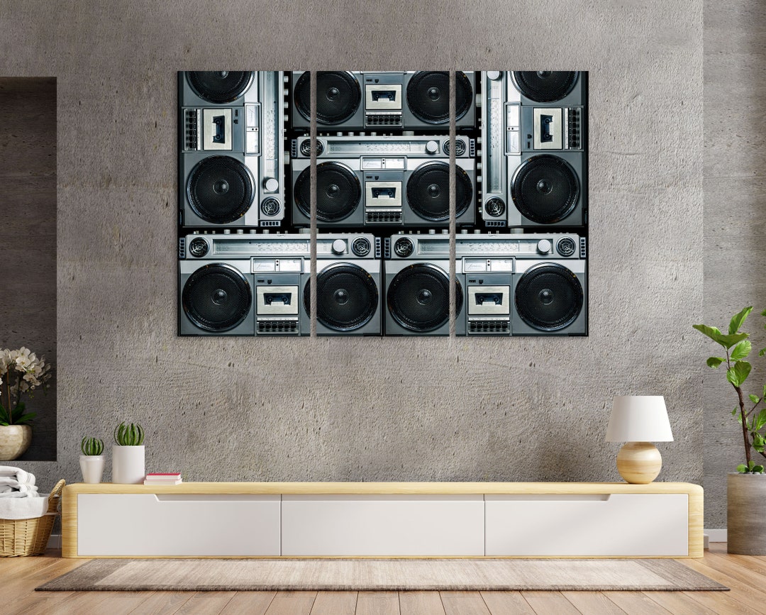 Vintage Radio Boombox Art on Canvas, Music Boombox Stylish Art for Wall ...