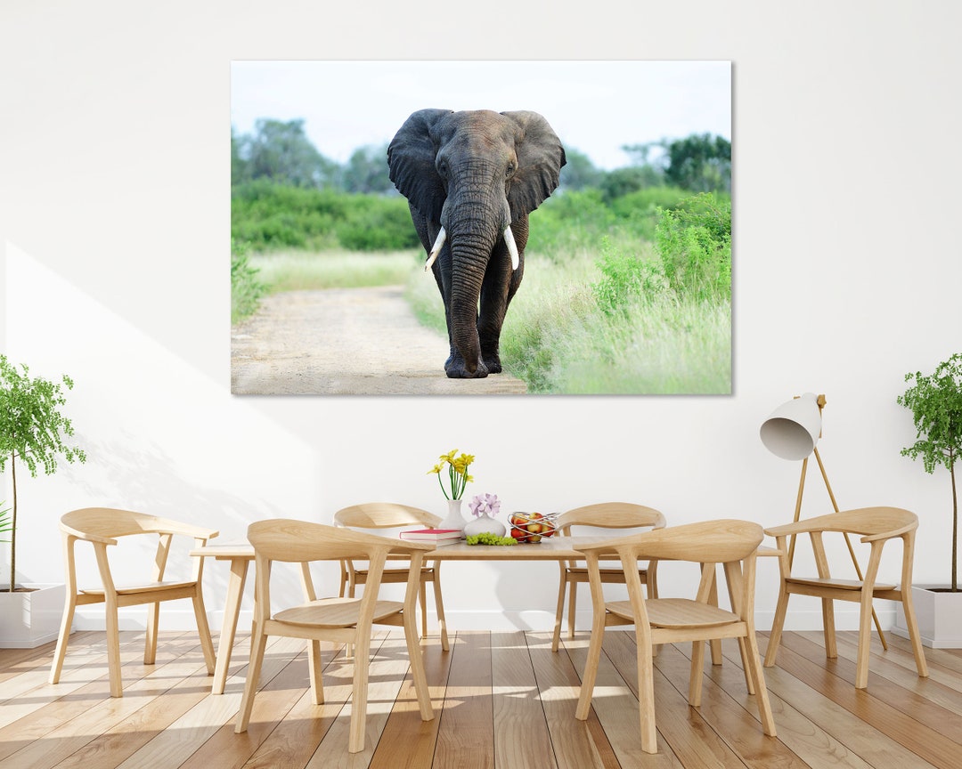 Elephant Original Art for Dining Room, Elephant Wall Decor, Elephant ...