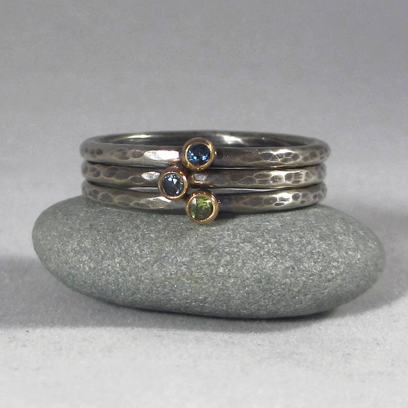 Gemstone Stacking Rings - Etsy