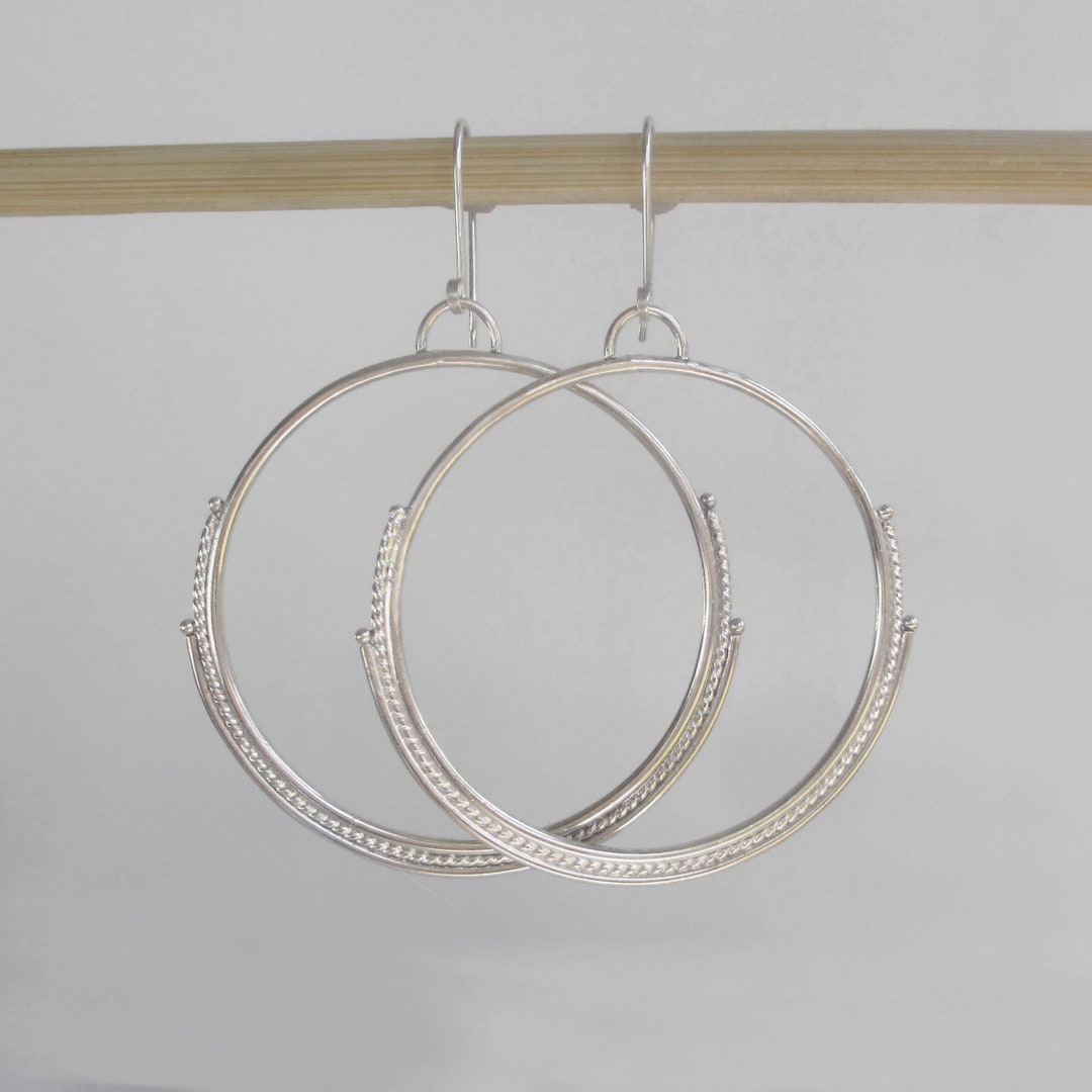 Handmade Boho Layered Sterling Silver Hoop Earrings * Dangle Style ...