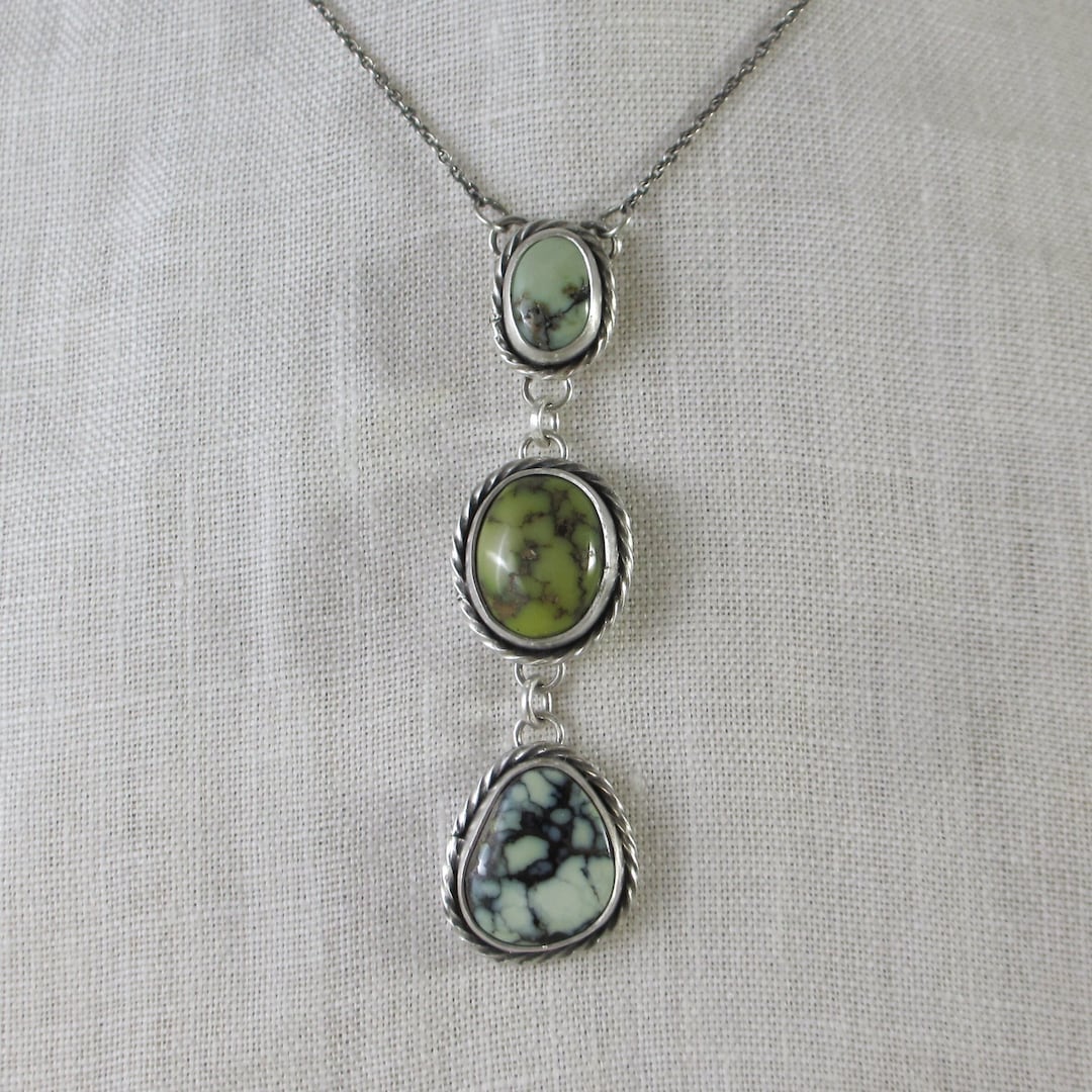 Cascade Necklace * Poseidon Variscite + Damele Turquoise in Sterling ...