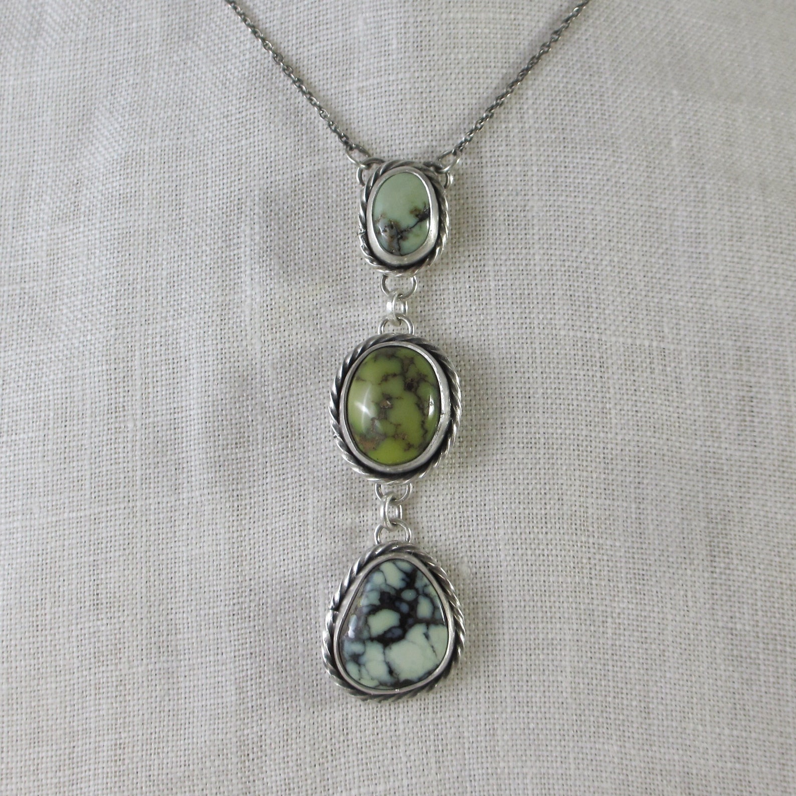 Cascade Necklace * Poseidon Variscite + Damele Turquoise in Sterling ...