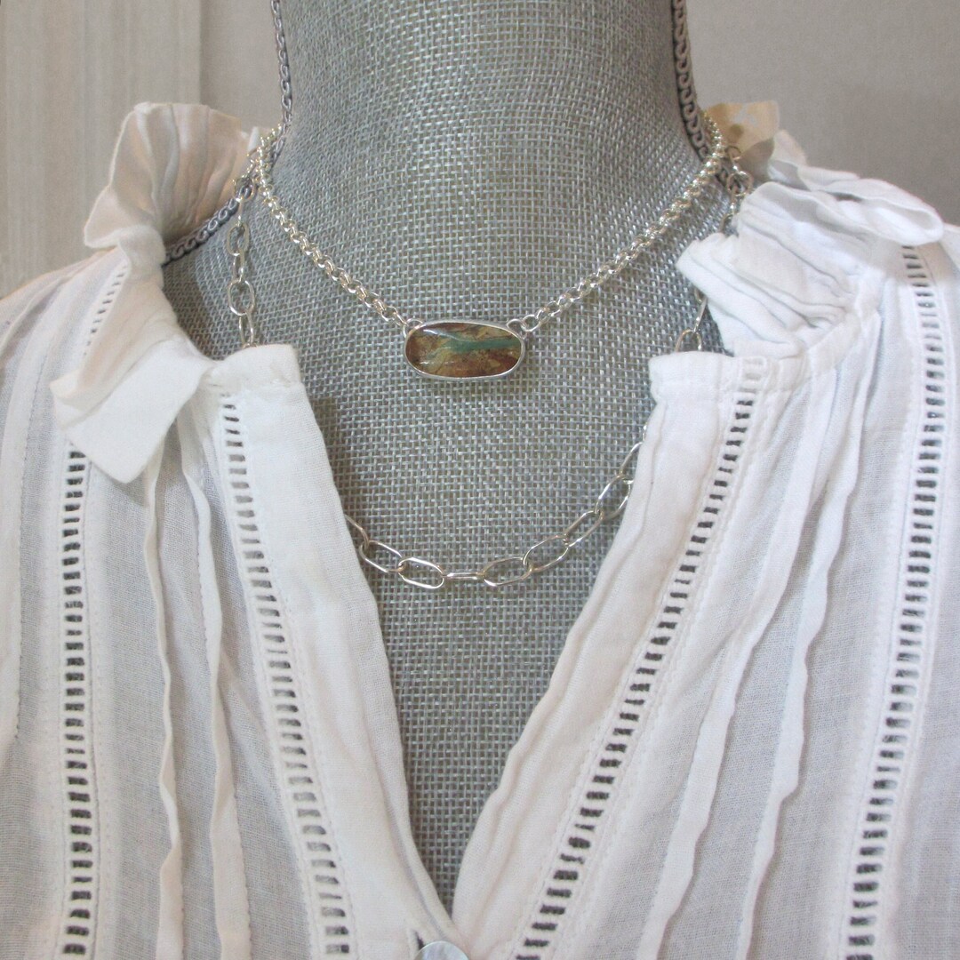 Royston Ribbon Turquoise + Sterling Silver Choker Necklace * Boho Style ...