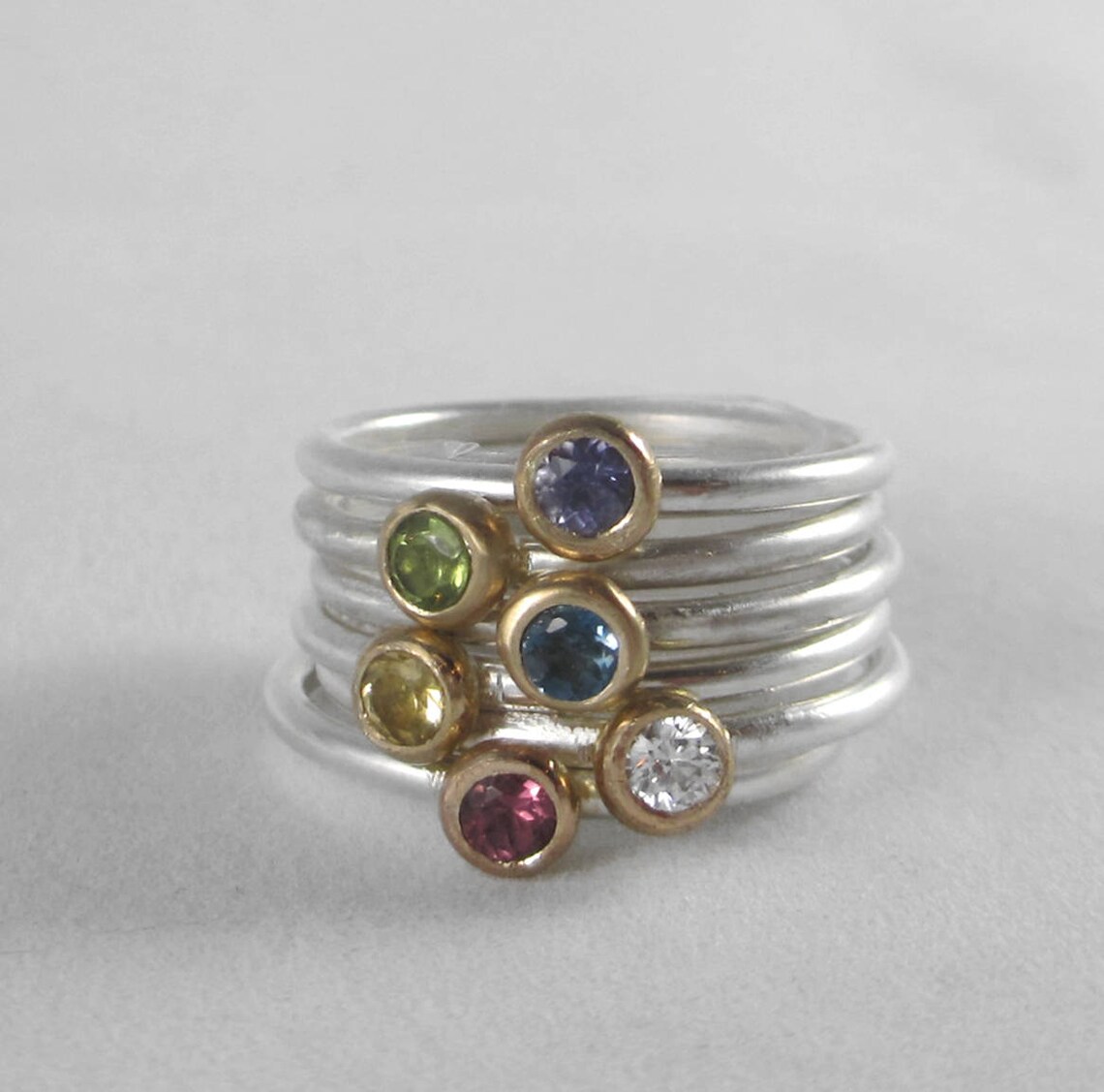 Gemstone Stacking Rings * 14k Gold & Sterling Silver With Natural ...