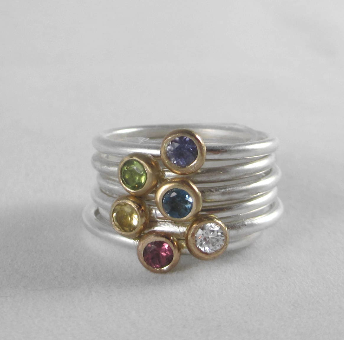 Gemstone Stacking Rings * 14k Gold & Sterling Silver With Natural ...