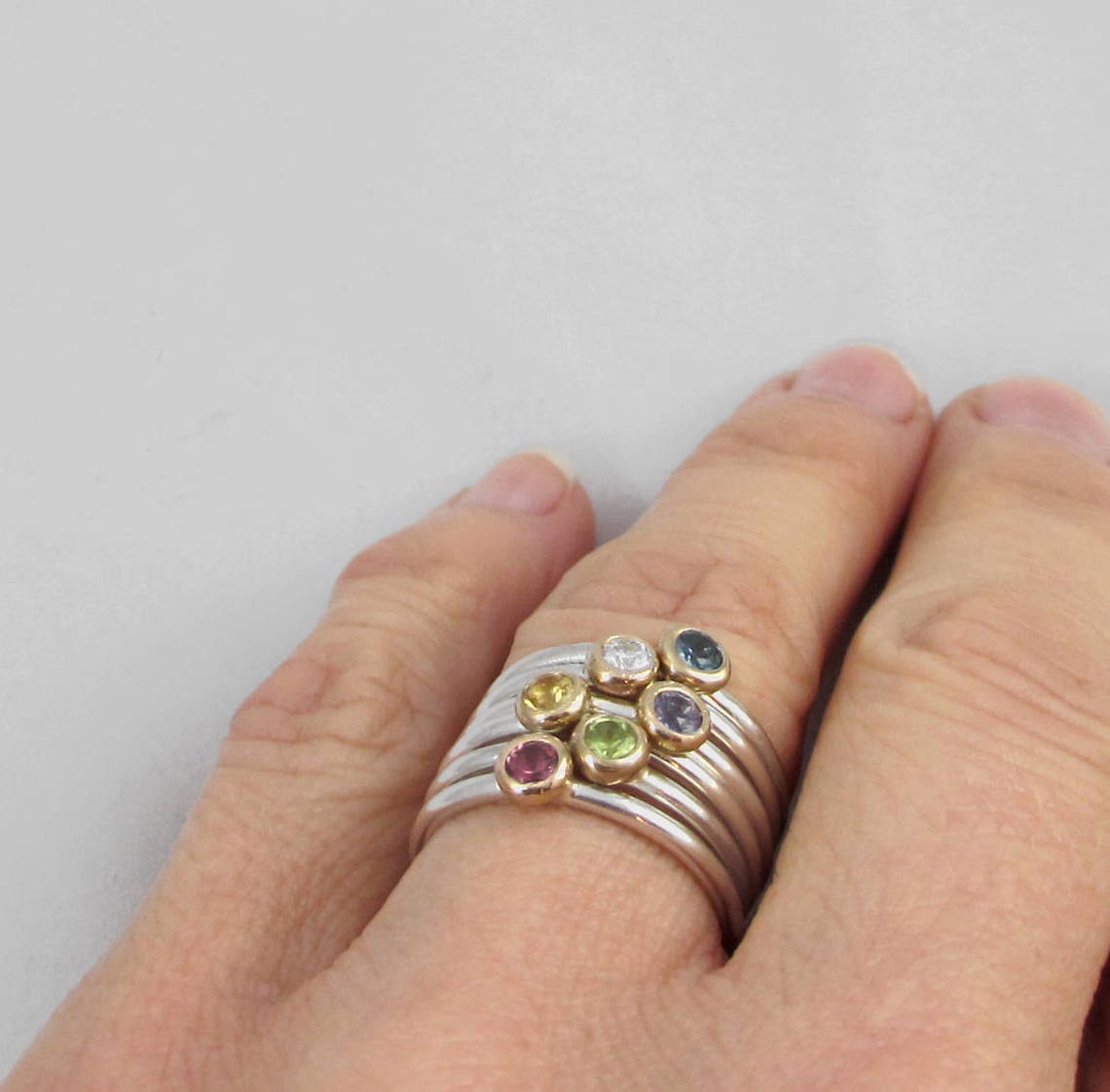 Gemstone Stacking Rings * 14k Gold & Sterling Silver With Natural ...