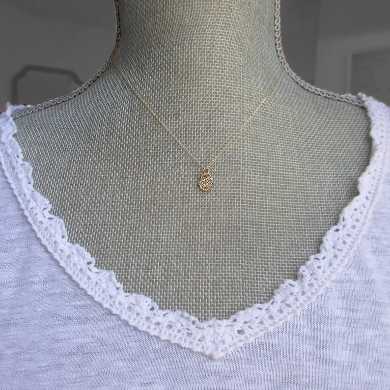 Diamond Sunflower Charm * 14k Gold and Natural Diamond Handmade Pendant ...