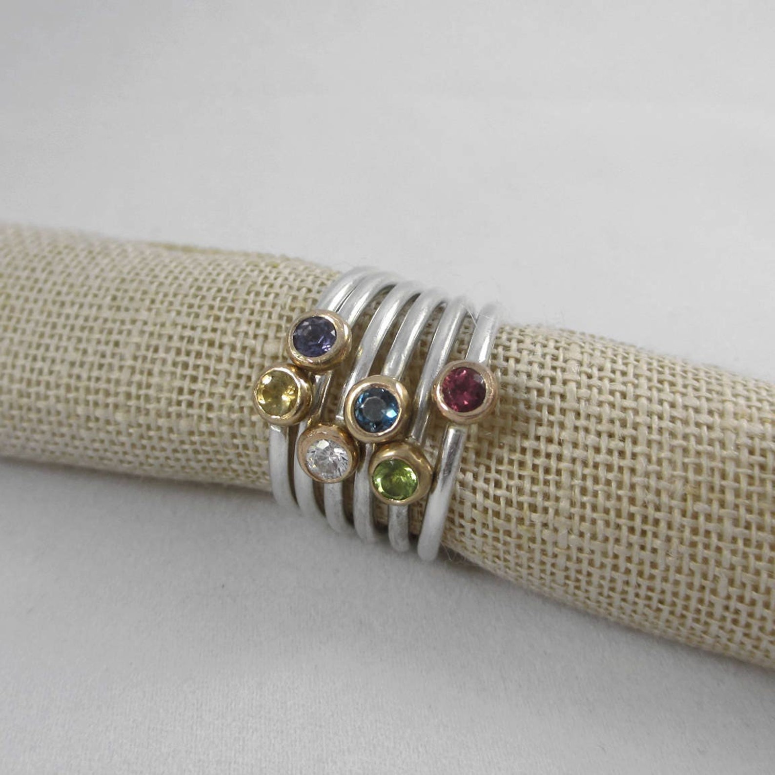 Gemstone Stacking Rings * 14k Gold & Sterling Silver With Natural ...