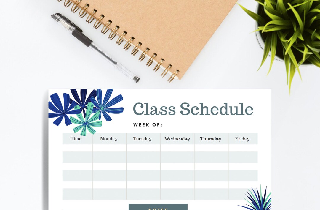 3 Weekly, Class, Work Schedule Calendars Green and Blue Plants ...