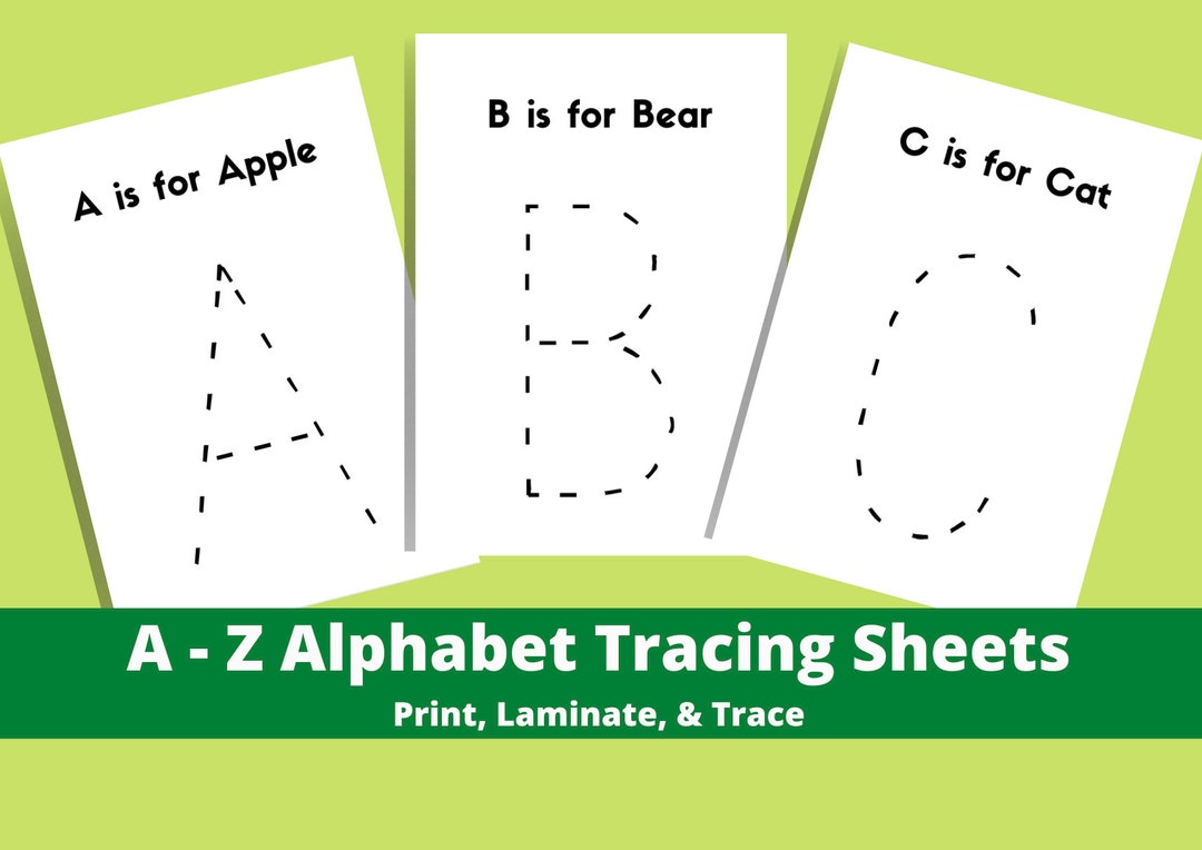26 Individual Alphabet Letter Tracing Worksheets With Vocabulary Words ...