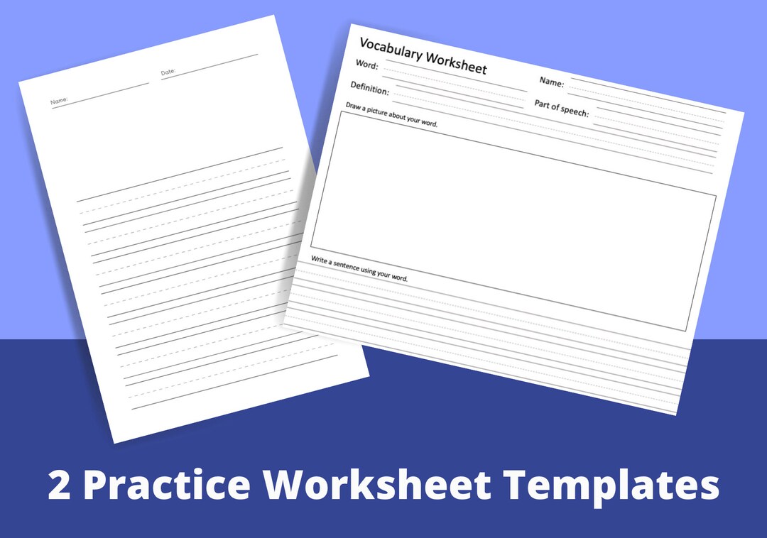 2 Printable Vocabulary Worksheet PDF Templates - Etsy