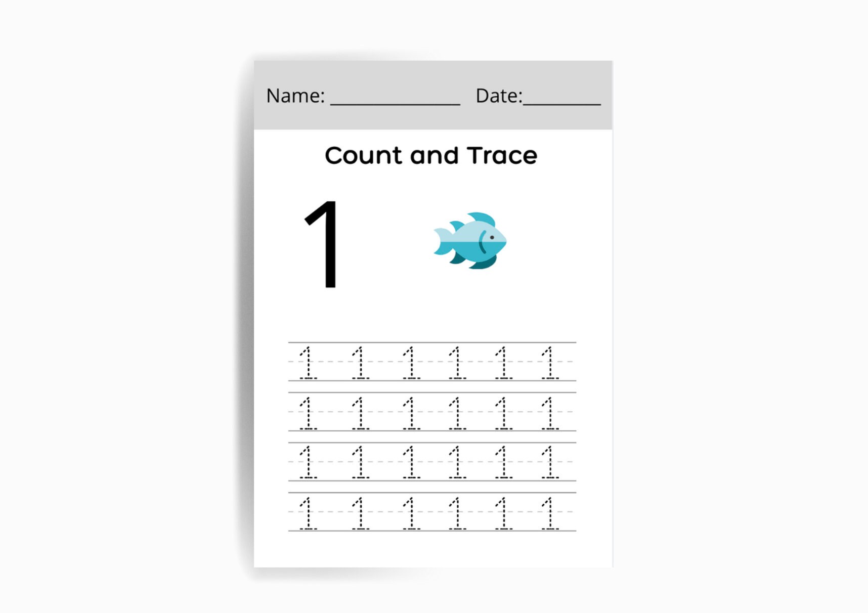 9 Count and Trace Number Worksheets 1 to 9 Digital Printable ...