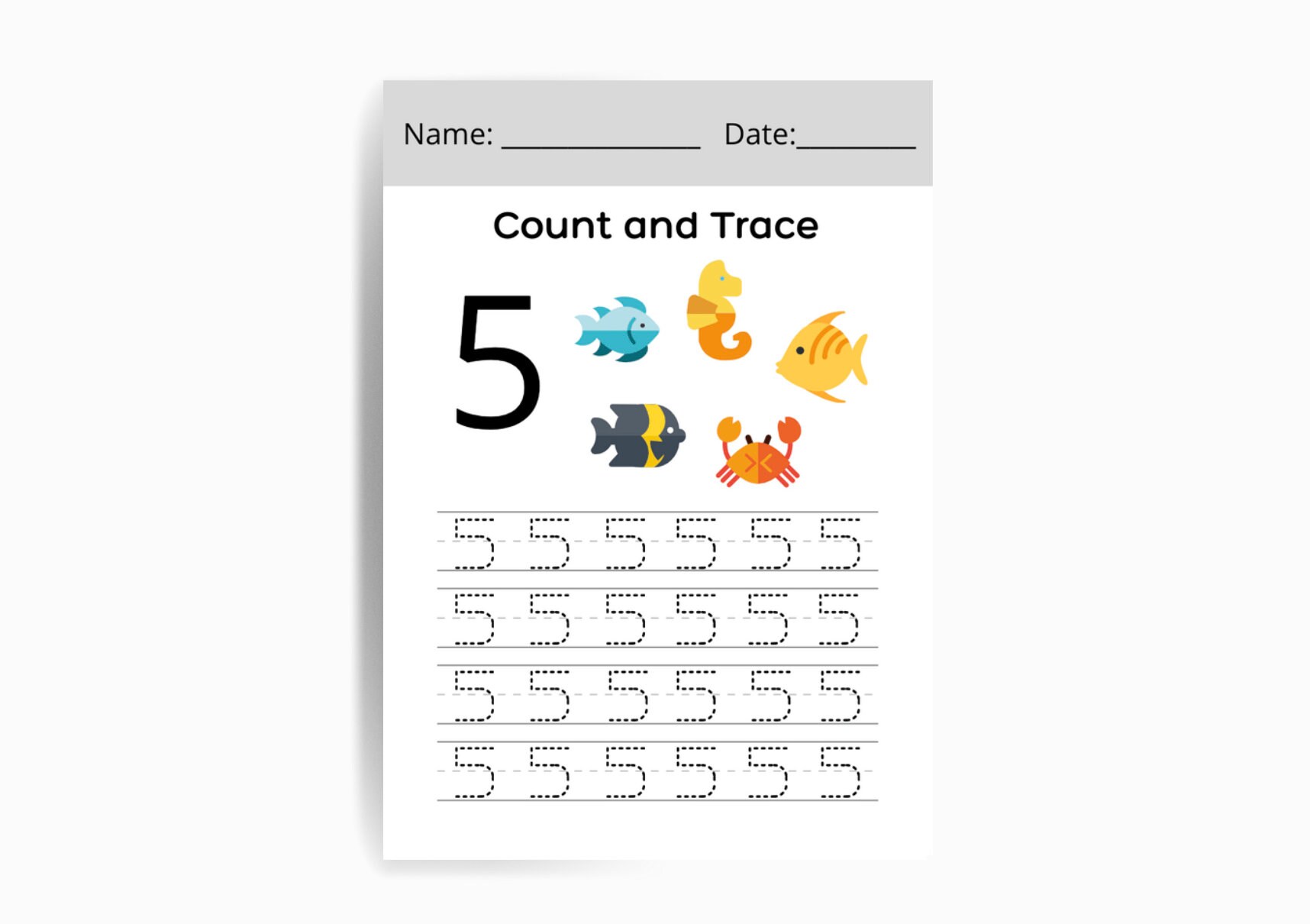 9 Count and Trace Number Worksheets 1 to 9 Digital Printable ...