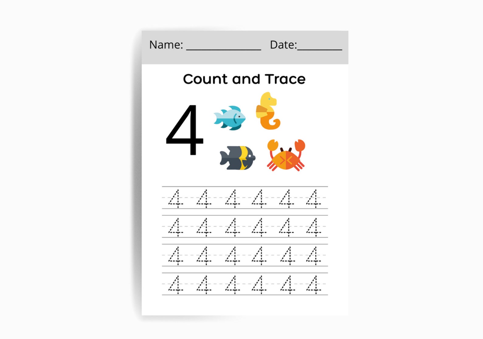 9 Count and Trace Number Worksheets 1 to 9 Digital Printable ...