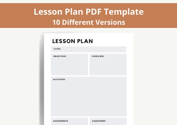 Lesson Plan PDF Printable Blank Template Digital Downloadable - Etsy