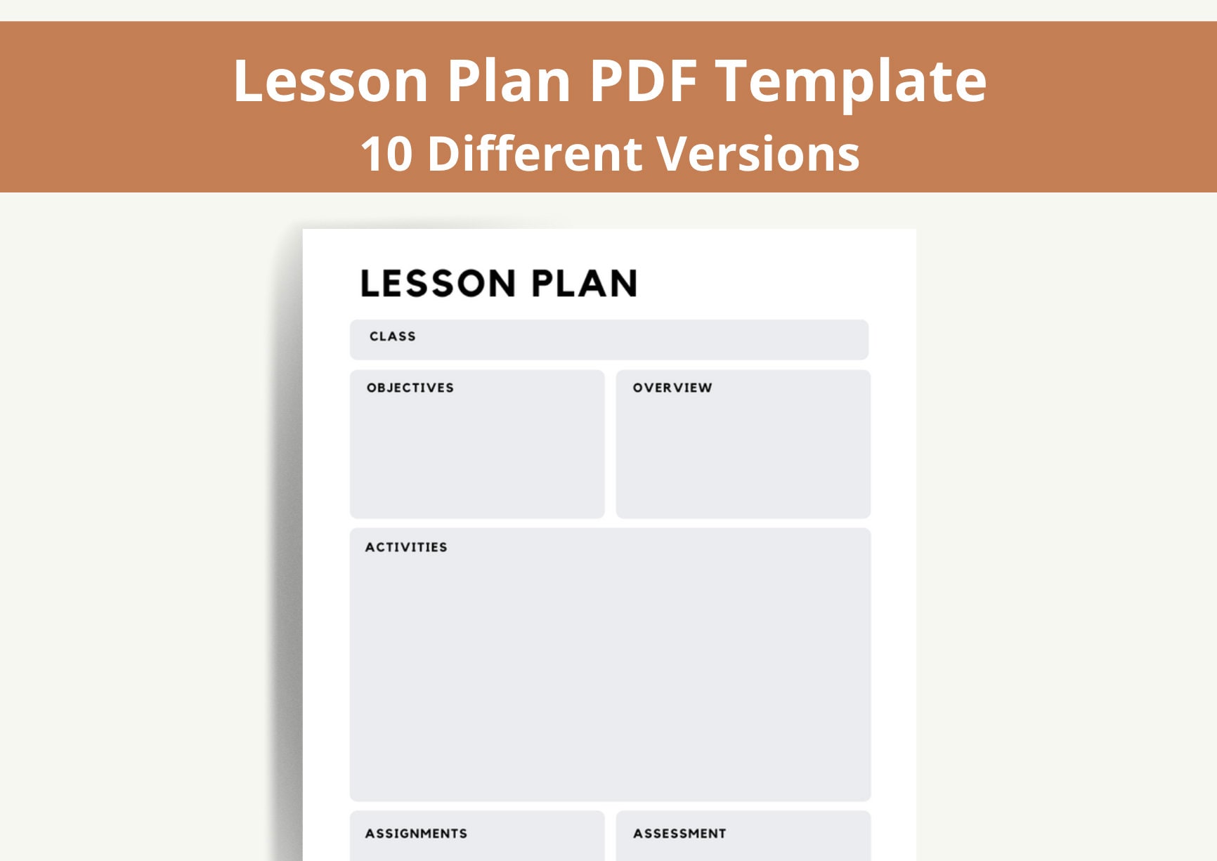 Lesson Plan PDF Printable Blank Template Digital Downloadable - Etsy