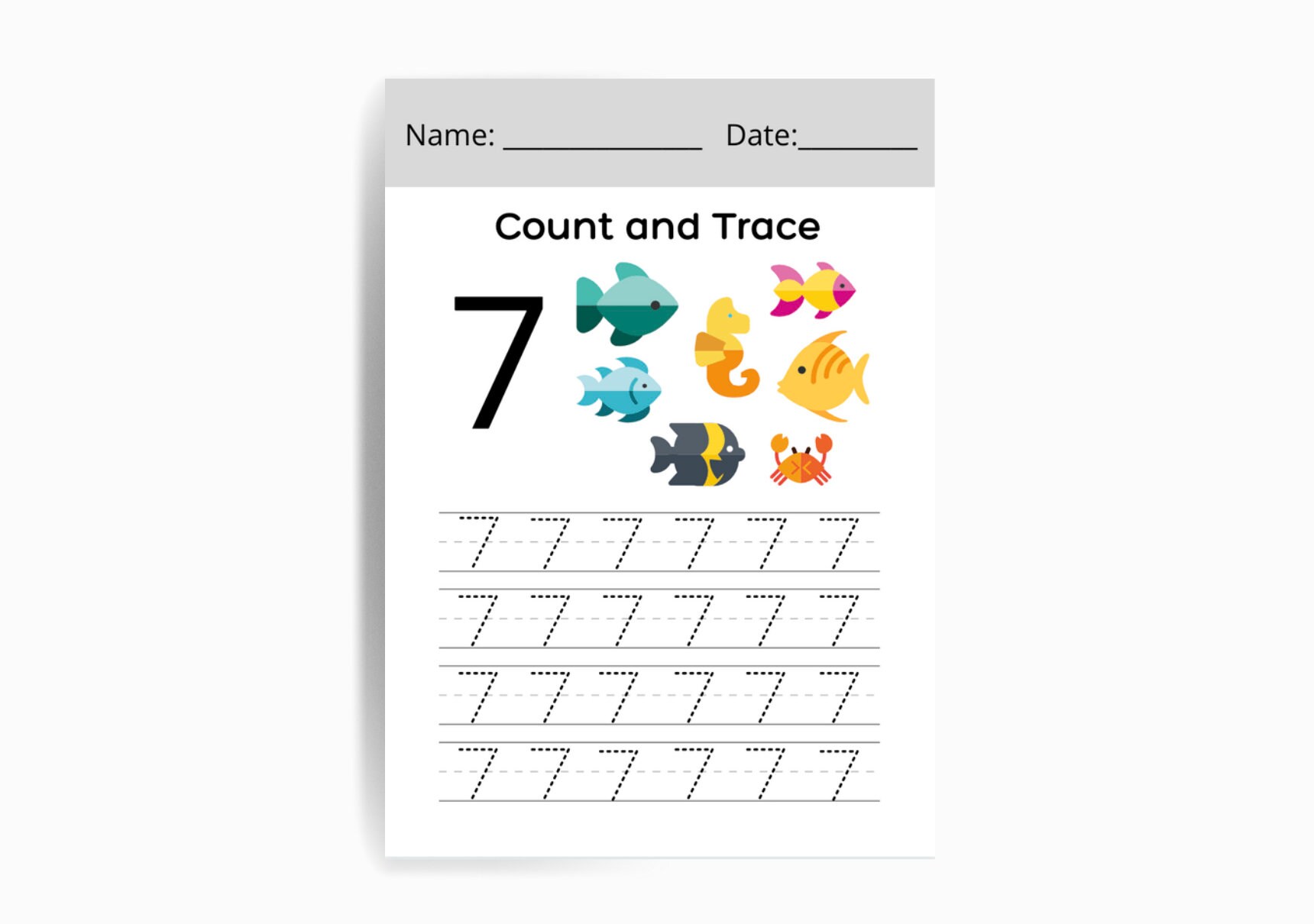 9 Count and Trace Number Worksheets 1 to 9 Digital Printable ...