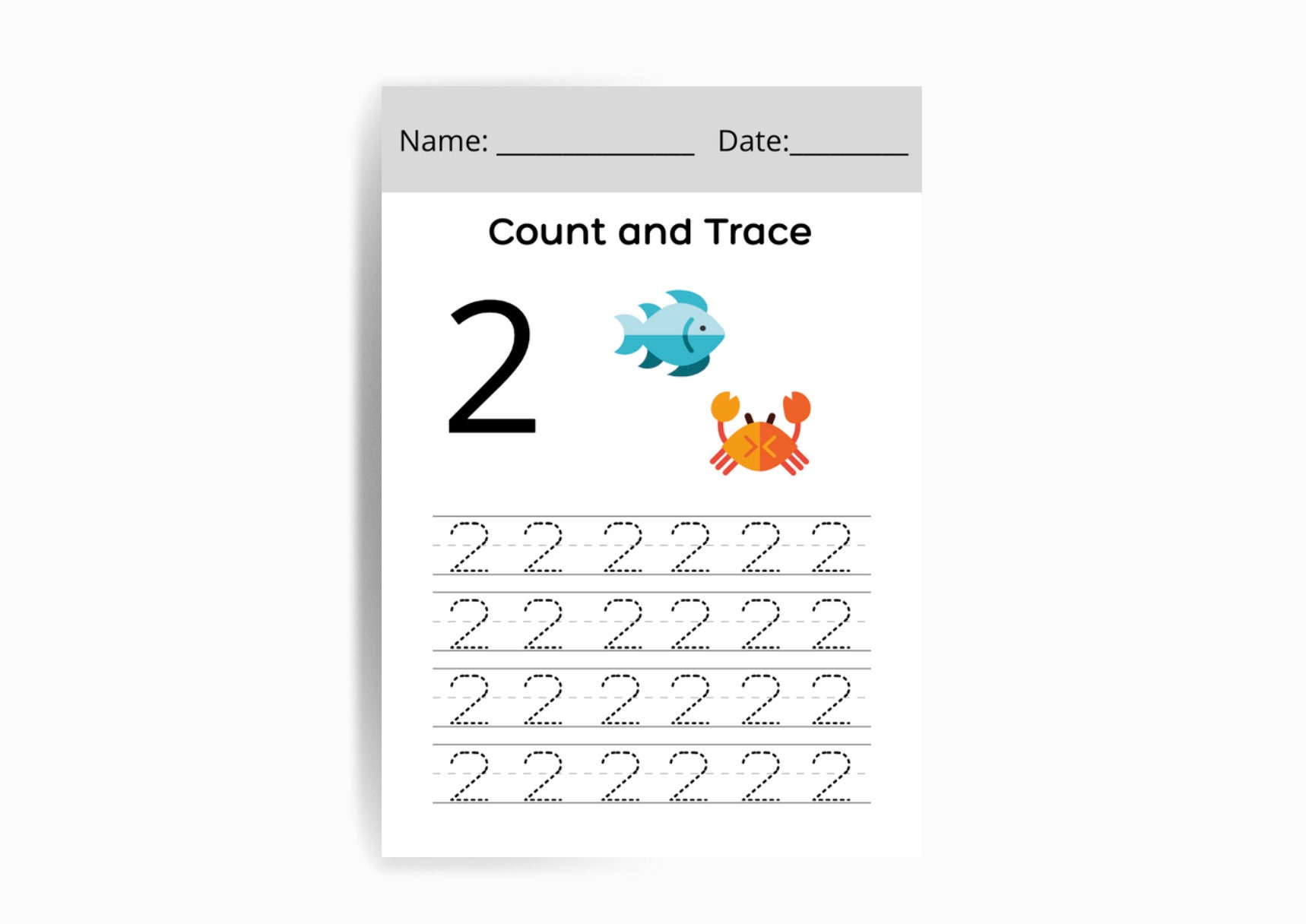 9 Count and Trace Number Worksheets 1 to 9 Digital Printable ...