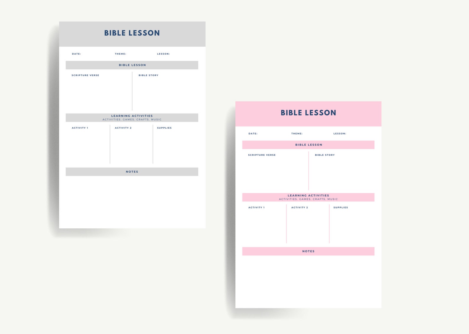 Sunday School Bible Lesson Planner Blank Digital Printable Downloadable ...