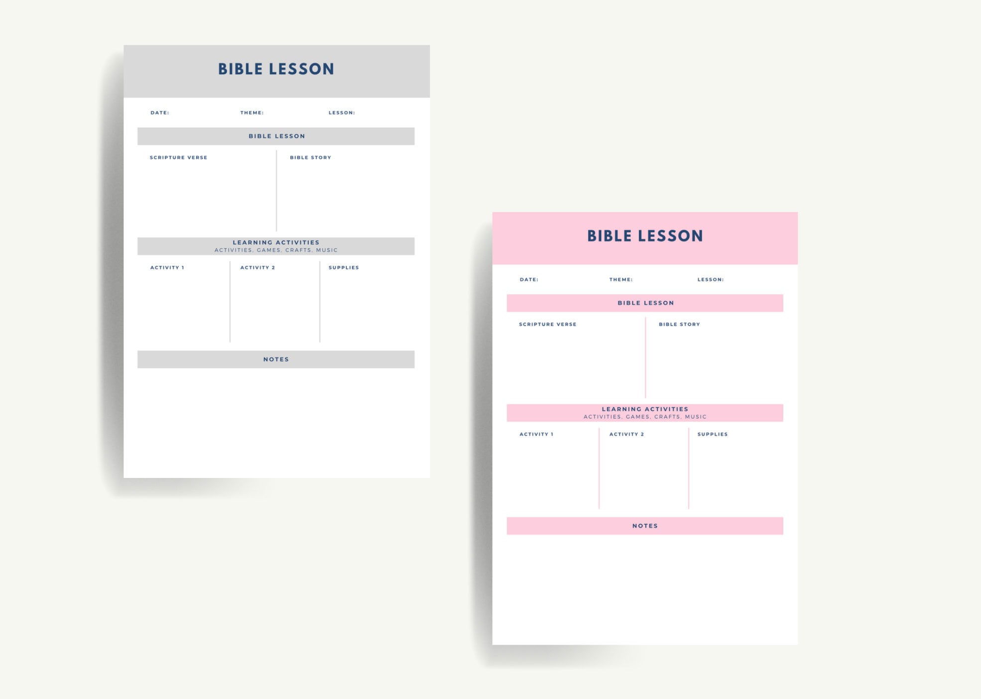 Sunday School Bible Lesson Planner Blank Digital Printable Downloadable ...