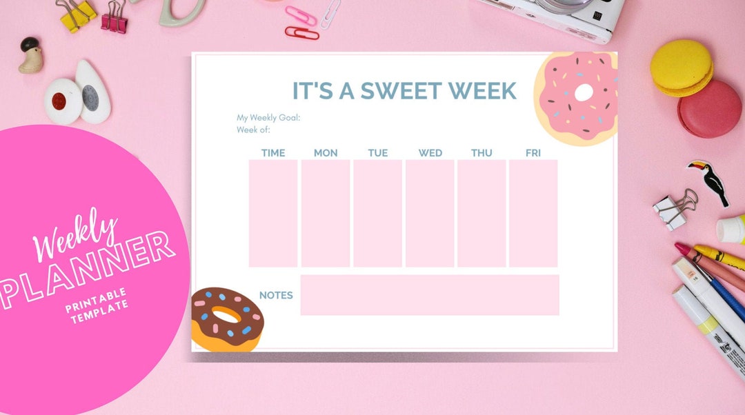 Sweet Week Pink Weekly Schedule Planner Printable Digital Download ...