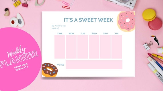 Sweet Week Pink Weekly Schedule Planner Printable Digital | Etsy