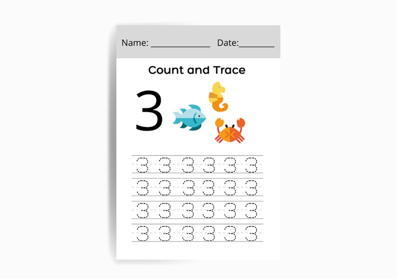 9 Count and Trace Number Worksheets 1 to 9 Digital Printable - Etsy