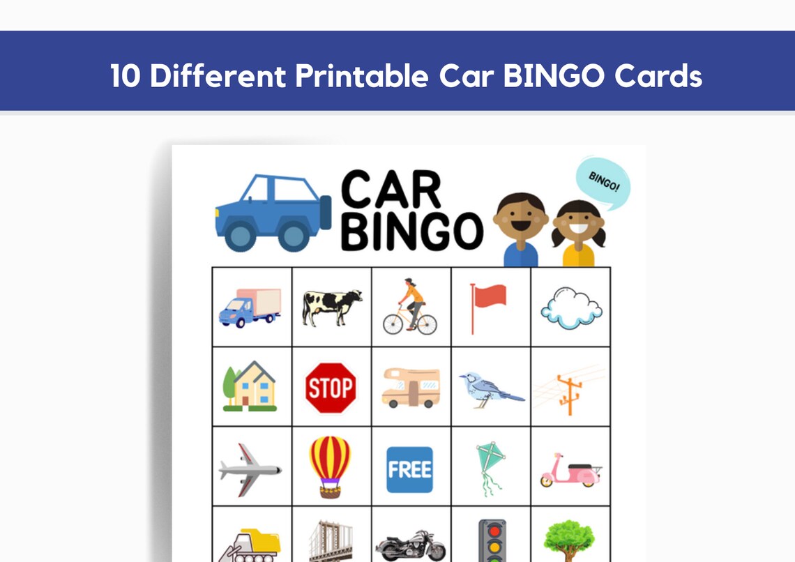 Printable Car Games 10 Car BINGO Cards Digital Downloadable Template - Etsy
