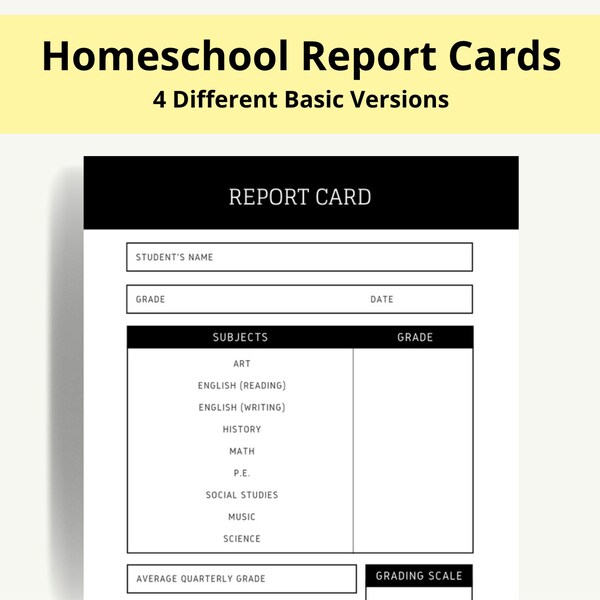Homeschool Report Card Template - Etsy