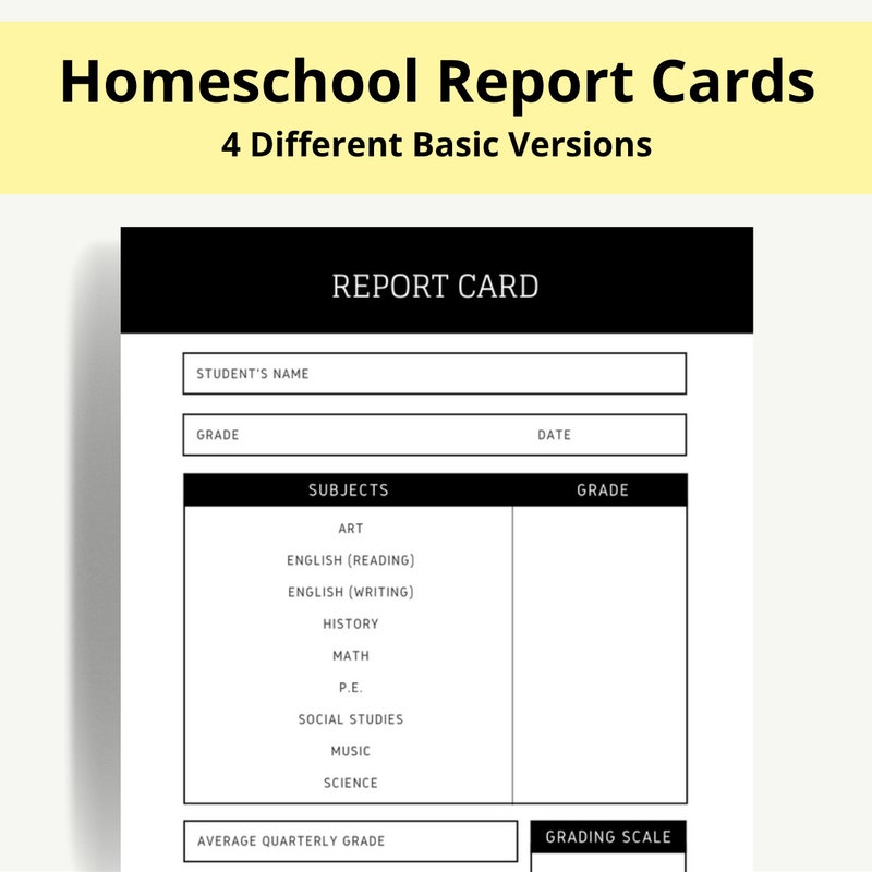 Homeschool Report Card - Etsy
