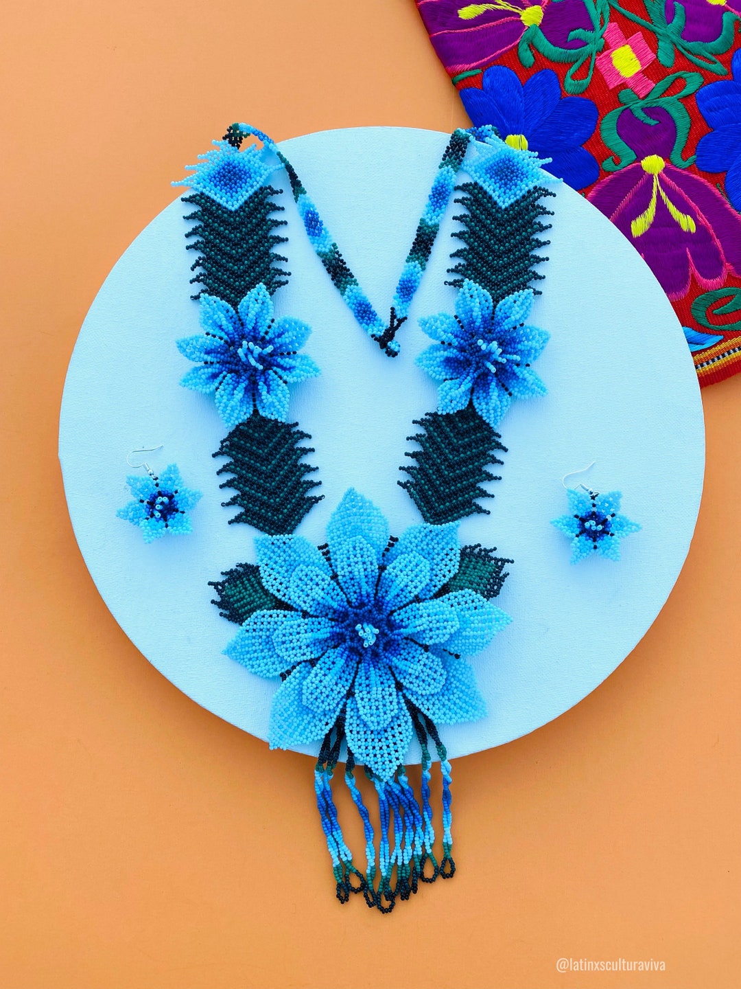 Beaded Necklace, Huichol Necklace, Mexican Jewelry, Traditional Mexican ...