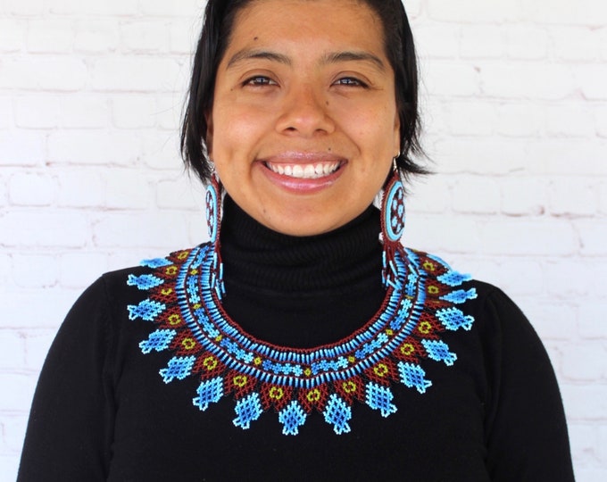 Handmade Mexican Jewelry Set, Huichol Art, Beaded Necklace,mexican ...