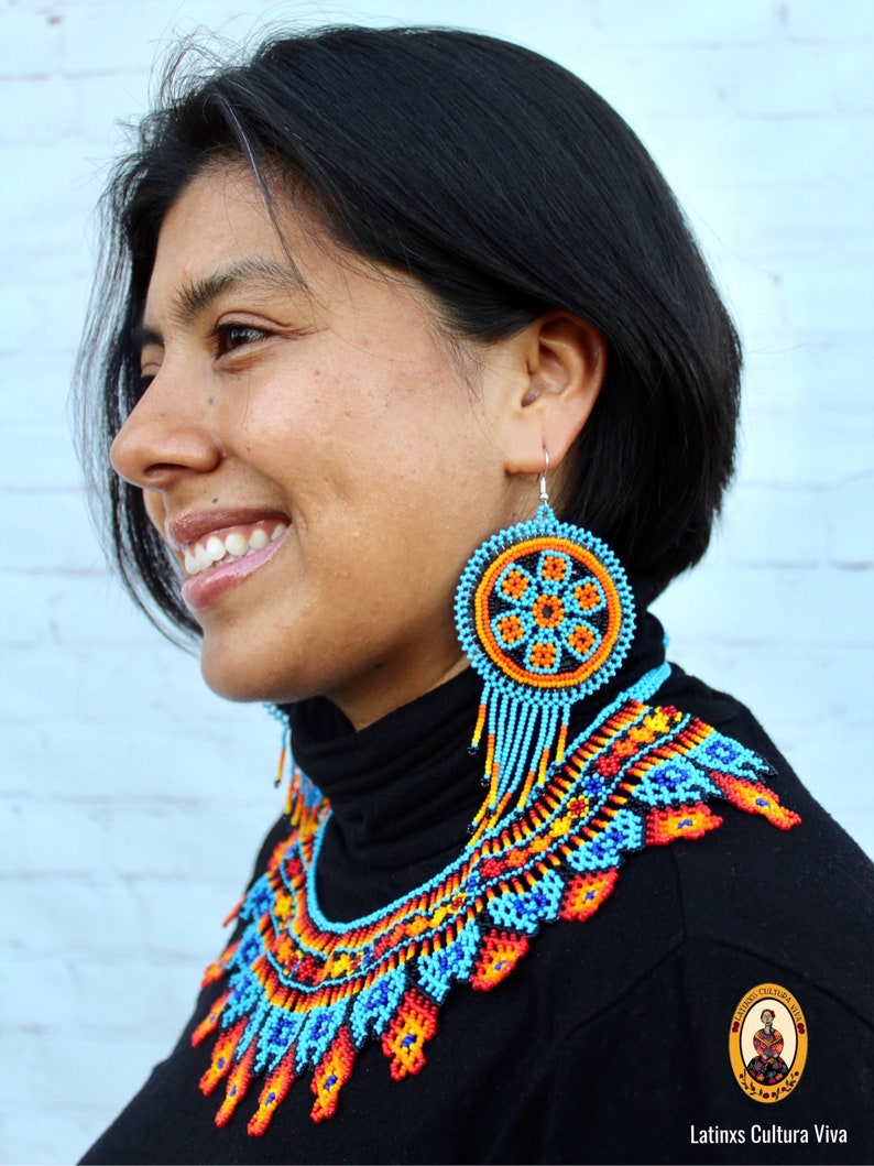 Handmade Mexican Jewelry Set Huichol Art Beaded - Etsy