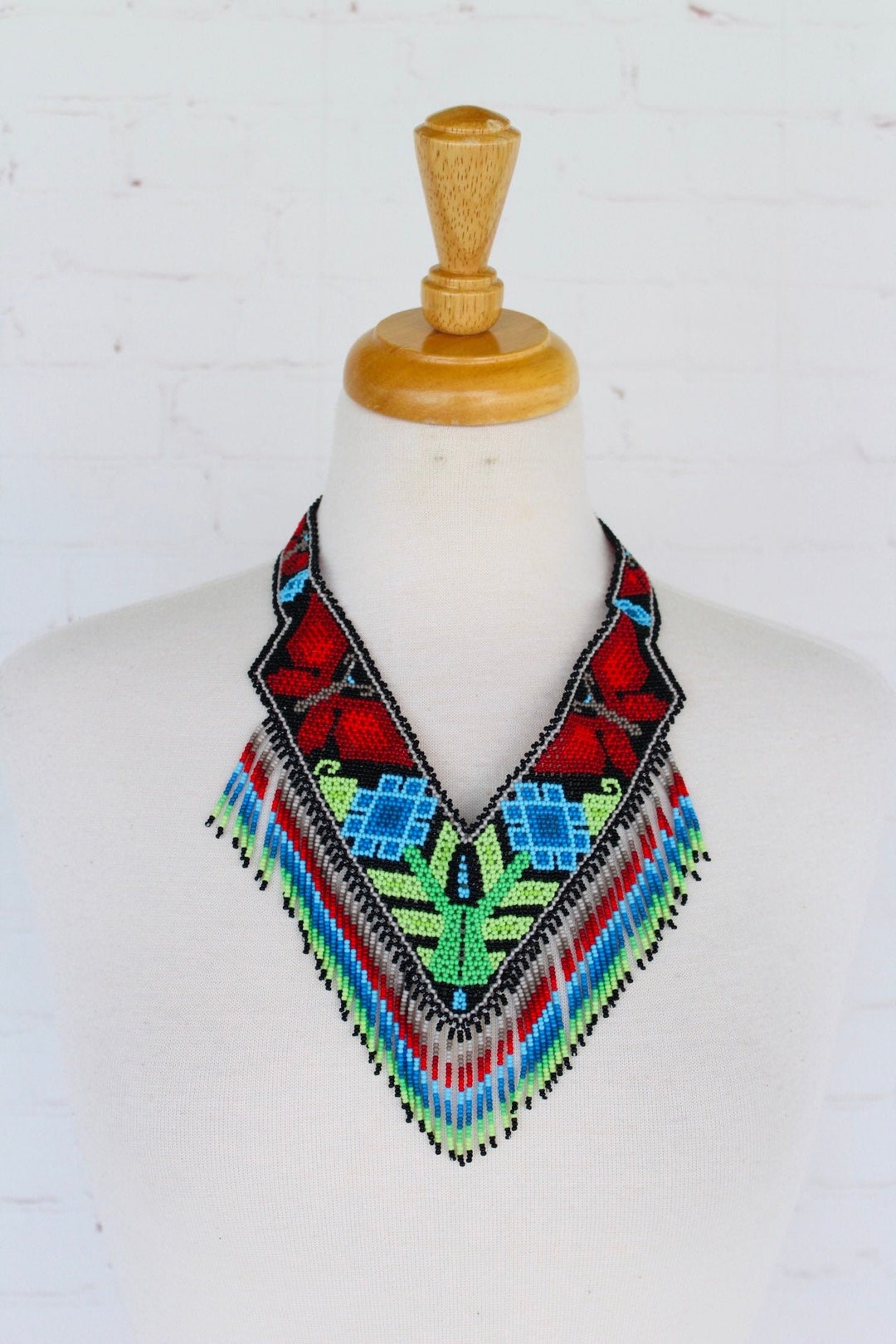 Handmade Mexican Jewelry Set, Huichol Art, Beaded Necklace,mexican ...