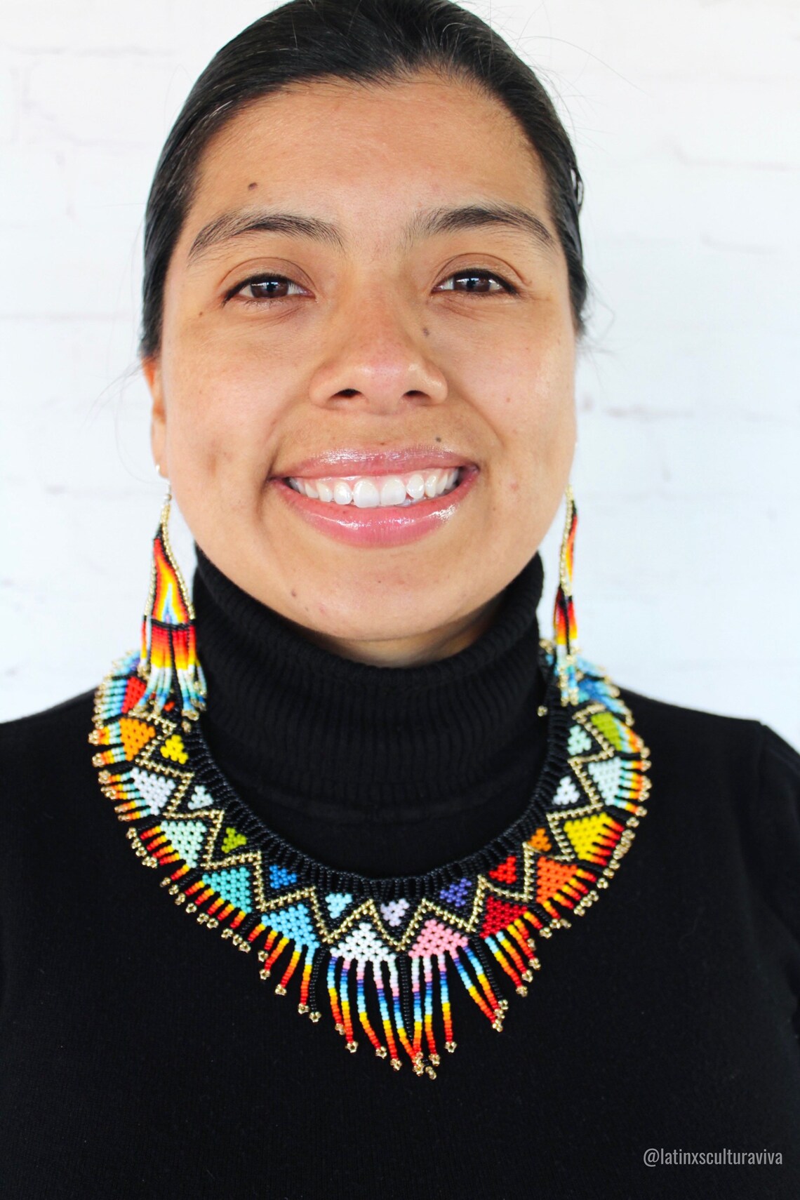 Handmade Mexican Jewelry Set Huichol Art Beaded Necklace - Etsy