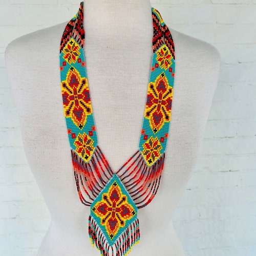 Handmade Mexican Jewelry Set Huichol Art Beaded - Etsy