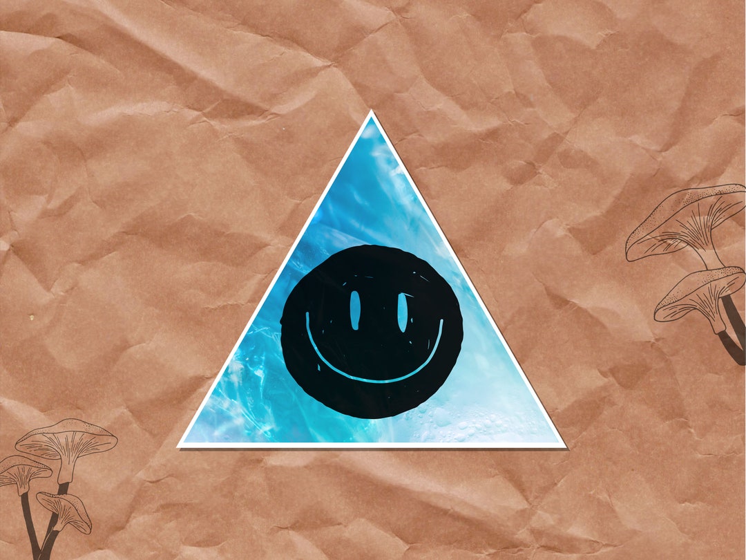 Water-resistant Sticker Trippy Triangle Smiley Face Glossy Vinyl - Etsy