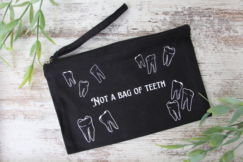 Not a Bag of Teeth Black Canvas Pouch - Etsy
