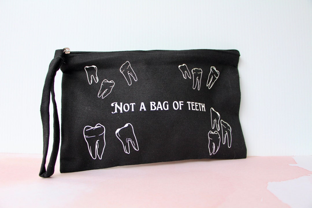Not a Bag of Teeth Black Canvas Pouch - Etsy