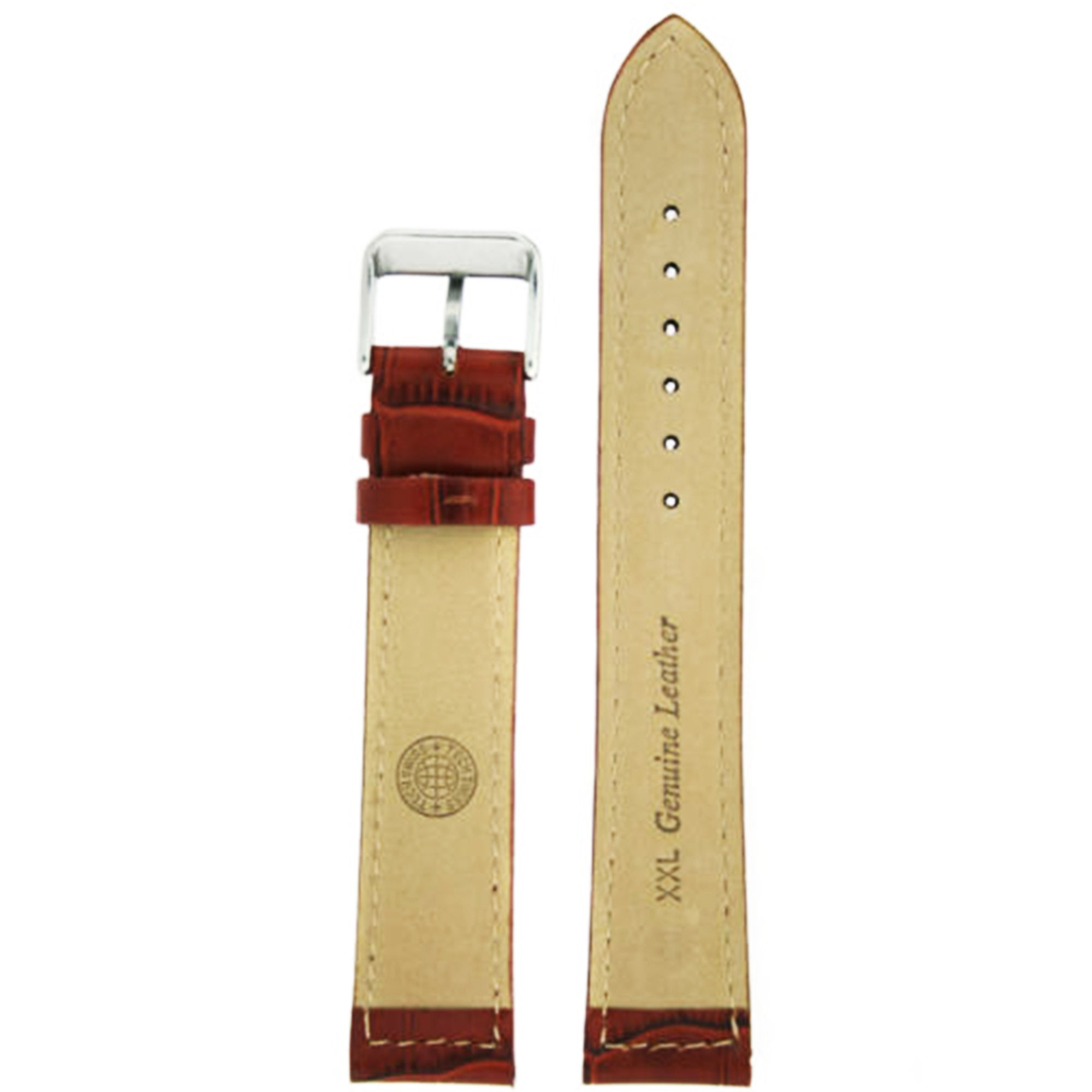 Extra Long Watch Band Honey Brown Genuine Leather Strap Alligator Grain ...