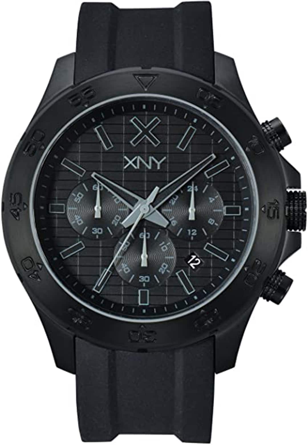 Xny Men's Watch Chronograph Urban Expedition Black Silicone Strap 45 Mm ...