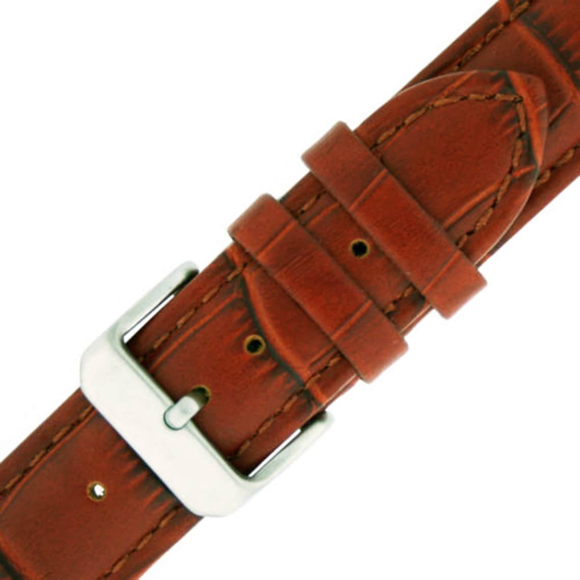 Extra Long Watch Band Honey Brown Genuine Leather Strap Alligator Grain ...