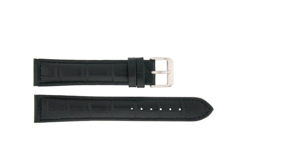 Extra Long Watch Band Black Alligator Grain Leather Stainless | Etsy